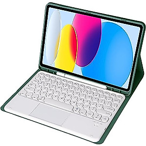 Keyboard Case for Samsung Galaxy Tab S7 FE / S7 Plus / S8+ / S8 Plus 12.4'', with S Pen Holder, 7 Color Backlit, Detachable Wireless Bluetooth Keyboard,Deep Green