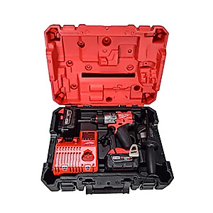Milwaukee 2904-22 12V 1/2'' Hammer Drill/Driver Kit with (2) 5.0Ah Batteries, Charger & Tool Case Red