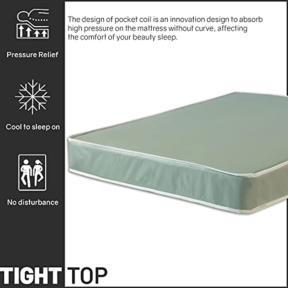 Mayton 9-Inch Vinyl Memory Foam Medium Firm Hybrid Mattress, Water Proof Mattresses Provide Comfortable and Relaxing Sleep Every Night, Durable Pocket Coil Springs for Proper Body Support, Twin