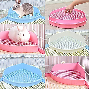 kathson Large Rabbit Litter Box Bunny Corner Toilet Box Potty Trainer Bigger Pet Pan Small Animal Cage Toilet Bedding Box Fanshaped for Adult Guinea Pigs Chinchilla Ferret Galesaur