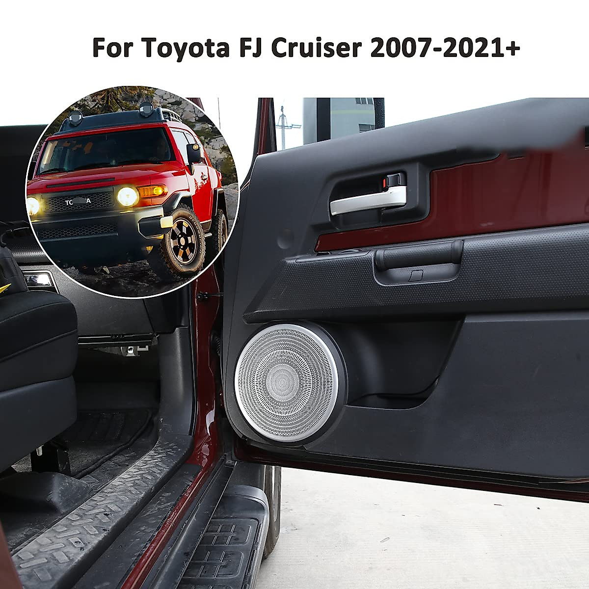 LLKUANG Car Front Door Speaker Horn Net Kit for Toyota FJ Cruiser 2007-2021 Stainless Steel Trunk Woofer/Speaker Cover Trim Accessorise (Front door speaker)