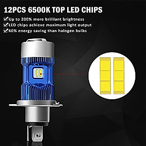 DZG H4 Motorcycle LED Headlight Bulb 9003 HB2 HS1 P43t 6500K High Low Beam Light Conversion Kit 2 Yr Warranty, 1 Pack