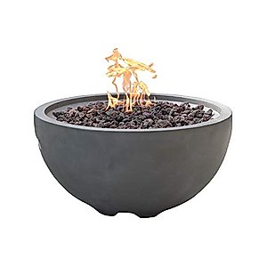 MODENO Outdoor Fire Pit Natural Gas Garden Fire Bowl, 40,000 BTU CSA Certified Firepit，Auto-Ignition System, Lava Rock&PVC Cover Included (26 x 26 x 14'', Grey)