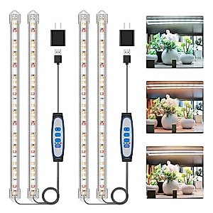 Kullsinss 16" Plant Grow Light Strips, 120 LEDs Grow Lights for Indoor Plants Full Spectrum with Upgrade Timer 6/12/16 Hrs, 5 Dimmable Levels, 2 Pack Sunlike Grow Lamp for Hydroponics Succulent