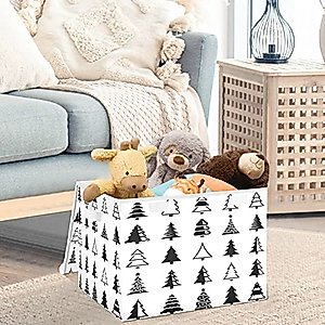 CaTaKu Christmas Tree Cute Storage Bins with Lids and Handles, Fabric Large Storage Container Cube Basket with Lid Decorative Storage Boxes for Organizing Clothes