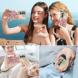 Btscase for Samsung Galaxy Z Fold 4 Case, Built-in Screen Protector with Adjustable Magnetic Kickstand, Full Body Dual Layer Rugged Shockproof Protective Cover for Galaxy Z Fold 4 5G, Rose Gold