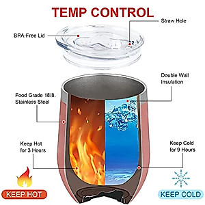 GINGPROUS Retirement Gifts For Women, Quitter I Mean Happy Retirement, Retirement Gifts for Coworker Colleague Office BFF, 12oz Insulated Stainless Steel Wine Tumbler with Lid and Straw, Rose Gold