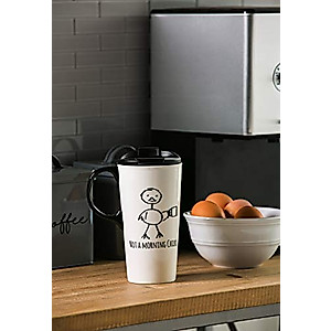 Not a Morning Chick Ceramic Travel Cup - 5 x 7 x 4 Inches