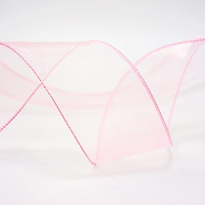 CT CRAFT LLC Sheer Organza Wired Ribbon for Home Decor, Gift Wrapping, DIY Crafts, 2.5” x 25 Yards x 2 Rolls - Pink