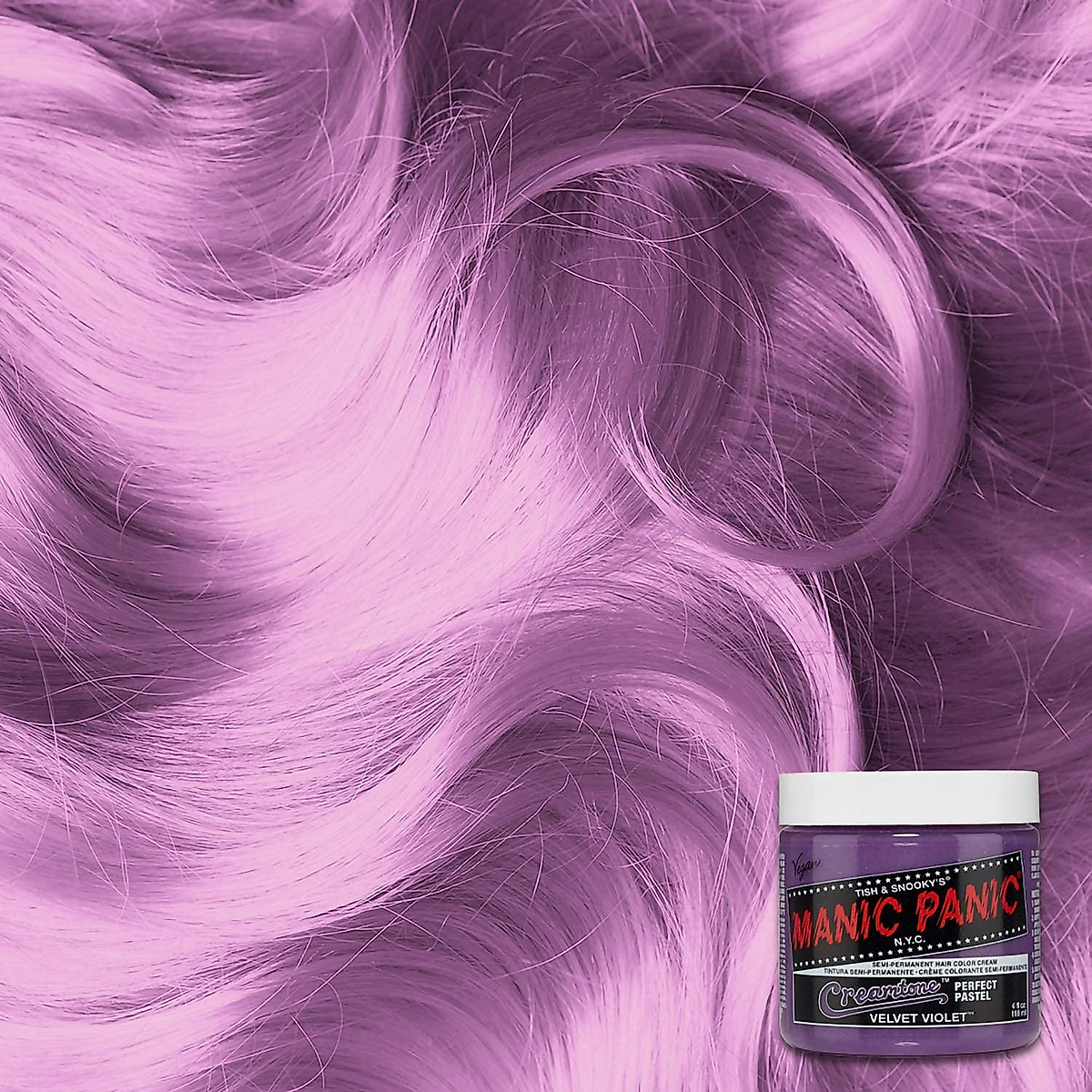 MANIC PANIC Velvet Violet Hair Dye - Creamtone Pastel Perfect - Semi Permanent Hair Color - Pastel Orchid Shade With Pink Undertones - Vegan, PPD & Ammonia Free - For Coloring Hair on Women & Men