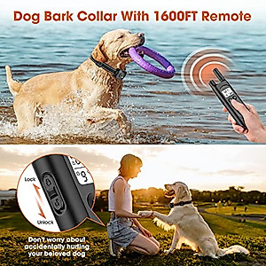 Yawpet Dog Shock Collar with Remote, Rechargeable Waterproof E Collar with 1600FT Range, 3 Training Modes & Security Lock for Large/Medium/Small Dogs