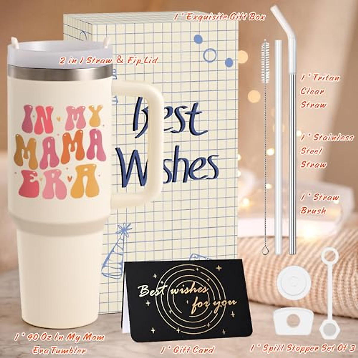 Gusgopo Mother's Day Gifts, 40 Oz In My Mama Era Tumbler Set, Mom Cup for Women Her, Birthday Christmas Gifts for Mom