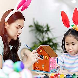 DIY Bird House Kit for Kids, Build Your Own Bird House Kit for Children, Includes 3 Unfinished Birdhouses to Paint and Build, Ropes, 12 Paints, Glitter Paint, and 2 Brushes, Arts and Craft Kids Set