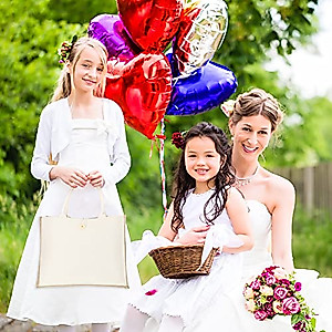 10 Pieces Burlap Jute Tote Bags with Handles Blank Burlap Beach Bags Jute Gift Tote Bags Bridesmaid Totes Waterproof for Women Girls Shopping Wedding Bachelorette Party, 16.5 x 13 x 7.1 Inch