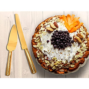 FashionCraft 2526 Simple Elegance Classic Gold Stainless Steel Cake Knife Set, One Size, Gold