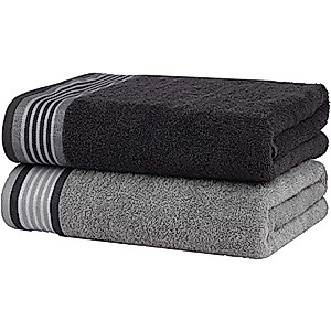 CASA COPENHAGEN, Designed in Denmark, 550 GSM, 12x12 Inches, Washcloths Towels, Set of 24 Towels, Super Soft and Absorbent, Egyptian Cotton Towels for Bathroom & Kitchen - Silver Grey and Dark Grey