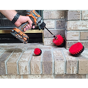 Bring It On Cleaner Drill Brush Attachment Set 3 Brushes - Bring It On Power Scrubber Brush Cleaning Kit, 5 Inch Extension, Use On Grout, Cars, Bathroom Surfaces, & Tile