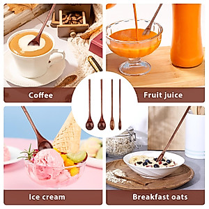 4 Pieces Wooden Coffee Mixing Spoons, Long Handle Wooden Spoon Mixing Honey Spoon Handmade Wood Stirring Spoon for Kitchen Stirring