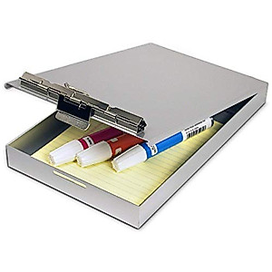 Saunders Silver Memo Size Aluminum Redi Rite Storage Clipboard with 1 Inch Storage Compartment and Self Locking Latch - Form Holder Perfect for Contractors, Truckers, and Office Use