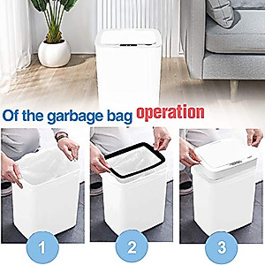INFURIDER Automatic Plastic Trash Can with Lid, 3.7 Gallon/14L Touchless Intelligent Induction Motion Sensor Dustbin Garbage Waste Bin for Home Bedroom Kitchen(White)