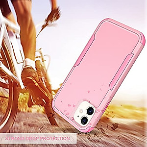 BENTOBEN iPhone 11 Case, Phone Case iPhone 11, Heavy Duty 3 in 1 Full Body Rugged Shockproof Hybrid Hard PC Soft TPU Bumper Drop Protective Girls Women Boy Men Covers for iPhone 11 6.1", Pink Design