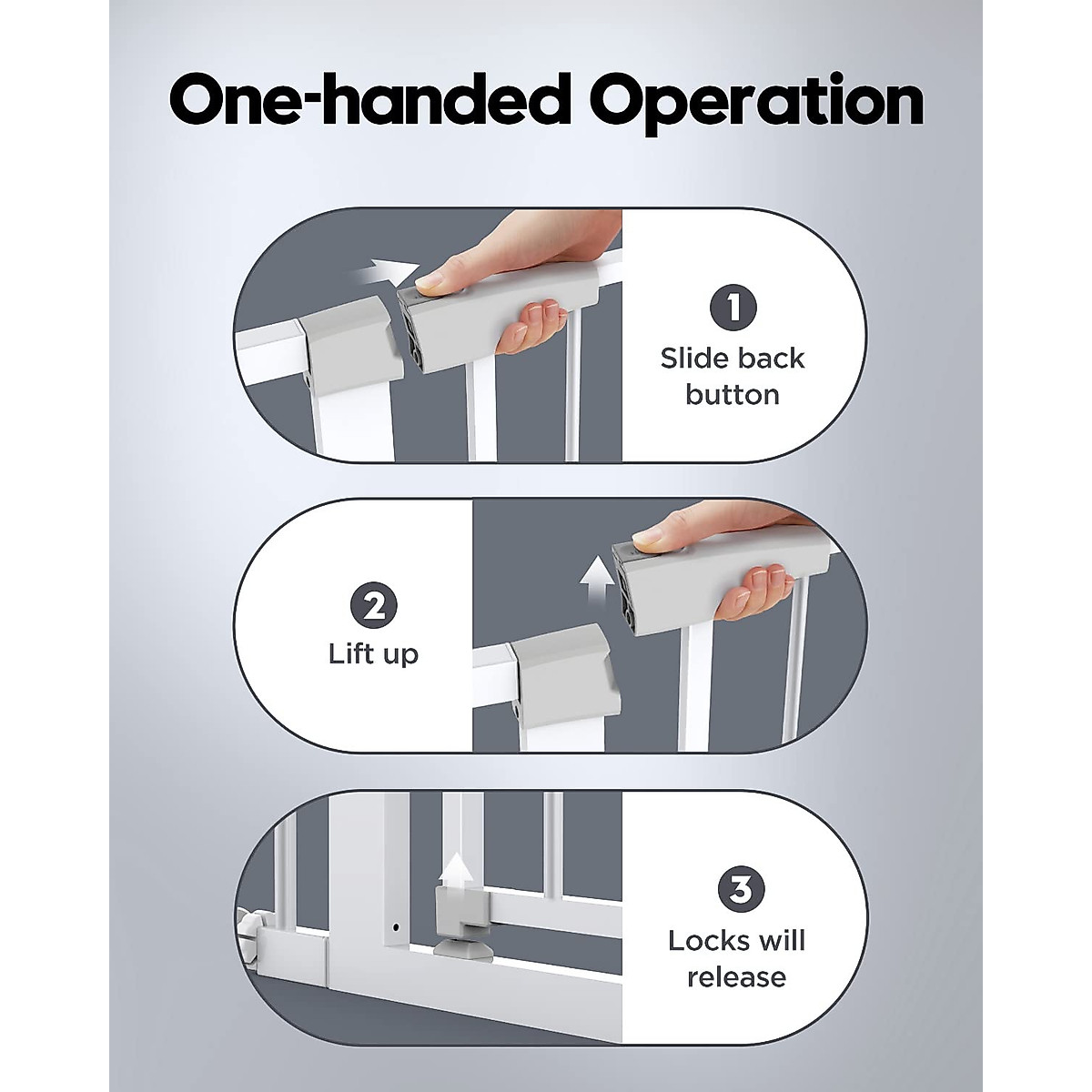 Ciays 29.5” to 37.8” Safety Baby Gate, Extra Wide Auto-Close Dog Gate for Stairs, Easy Walk Thru Indoor Pet Gate for Doorways and Rooms,30in Tall, White