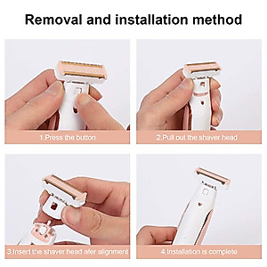 4PCS LinMei Razor Replacement Heads Compatible for Finishing Touch Flawless Body Rechargeable Ladies Shaver and Trimmer with 2 Cleaning Brush
