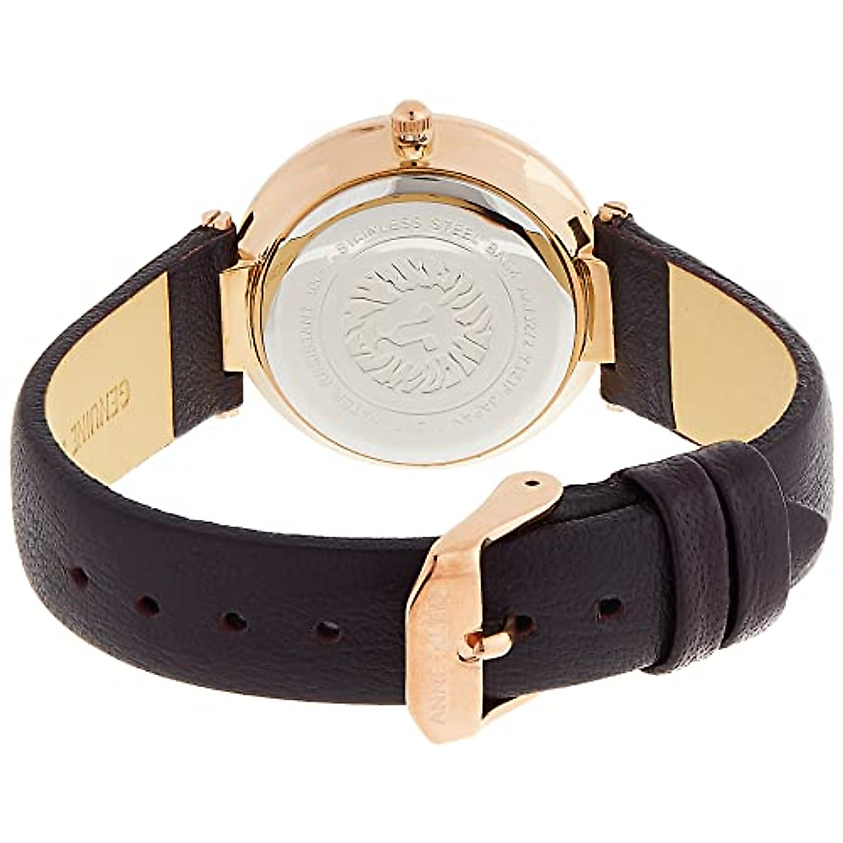 Anne Klein Women's AK/3272RGPL Premium Crystal Accented Rose Gold-Tone and Dark Plum Leather Strap Watch