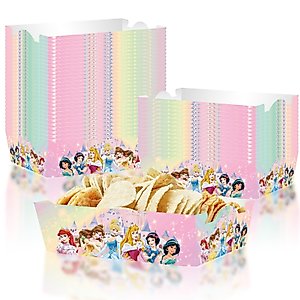 30 Pack Princess Birthday Party Supplies Decorations,Princess Food Tray Princess Theme Party Favors Paper Food Serving Tray