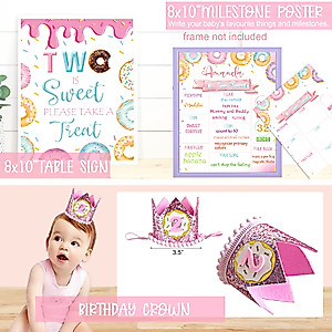 YSHMFEUX Two Sweet Birthday Party Supplies Decorations, Two Sweet Donut Ice Cream Birthday Party Decorations, Baby Girl 2nd Birthday Decorations, 2nd Birthday Decorations for Girl