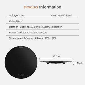 SOPINWAEH Electric Circle food Warming Tray，Auto-Turntable 360°Rotation, Food Warmer for House Parties, Chafing Dishes for buffet,9 Temp Settings, Heating Food 24in