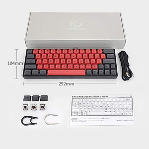 60% Mechanical Keyboard, RGB LED Backlit Wired Gaming Keyboard, Ergonomic, for PC/Mac Gamer, Typist (Gateron Switches, PBT Caps) (Renewed)