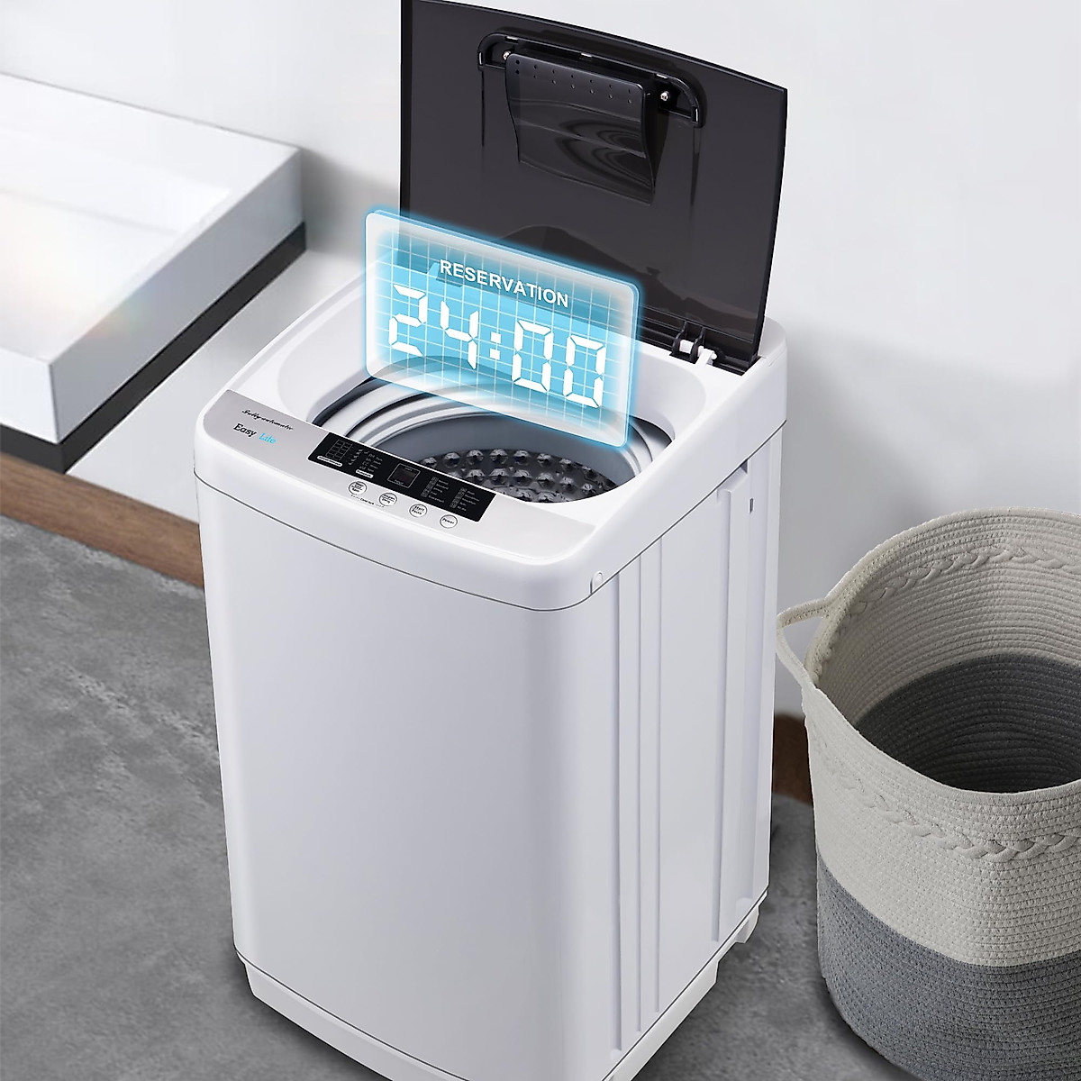 Spurgehom Portable Washing Machine, 15.6 lbs Full Automatic Washing Machine Built- in Pump Drain, washer and dryer combo with LED Display, 10 Cycles, 8 Water Level, Laundry Machine for Apartment, Rv