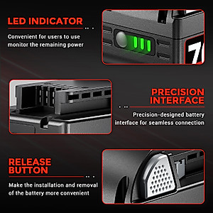 GROWFEAT 18V 2Pack 7.0Ah Battery and Charger Combo Kit Replacement for Milwaukee M-18 Battery, Lithium-ion 18volt Compatible with Milwaukee Battery 18V Cordless Tools
