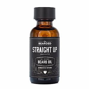 Live Bearded Beard Oil, 1 fl oz - Premium All-Natural Jojoba - Made in the USA - Hair and Skin Care for Men with Dry, Flaky Patches | Straight Up Unscented - Fragrance-Free