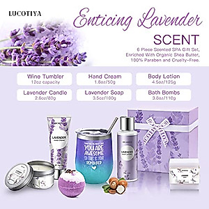 Birthday Gifts for Women Bath and Body Works Gifts Set for Women Spa Gifts Baskets for Women Bubble Bath for Women Lavender Gifts for Women,Mom,Her,Sister,Wife,Auntie Wine Tumbler Purple Womens Gifts