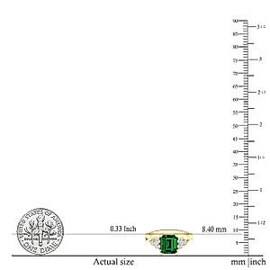 Dazzlingrock Collection 8x6mm Emerald Cut Center Emerald & 2.2mm Round Lab Created White Sapphire Crisscross Shank Engagement Ring for Women in 10K Yellow Gold Size 5