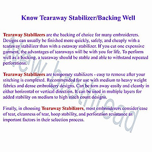 New brothread Tear Away Machine Embroidery Stabilizer Backing 10" x 50 Yd roll - Medium Weight 1.8 oz - Cut into Variable Sizes - for Machine Embroidery and Hand Sewing
