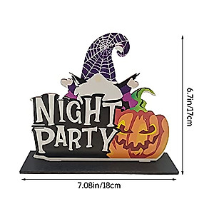 Happy Halloween Wooden Table Decor Tier Tray Decoration, Cute Table Topper Table Topper Signs Craft Decor Halloween Party Theme Decorations Birthday Gift for Couples and Friends