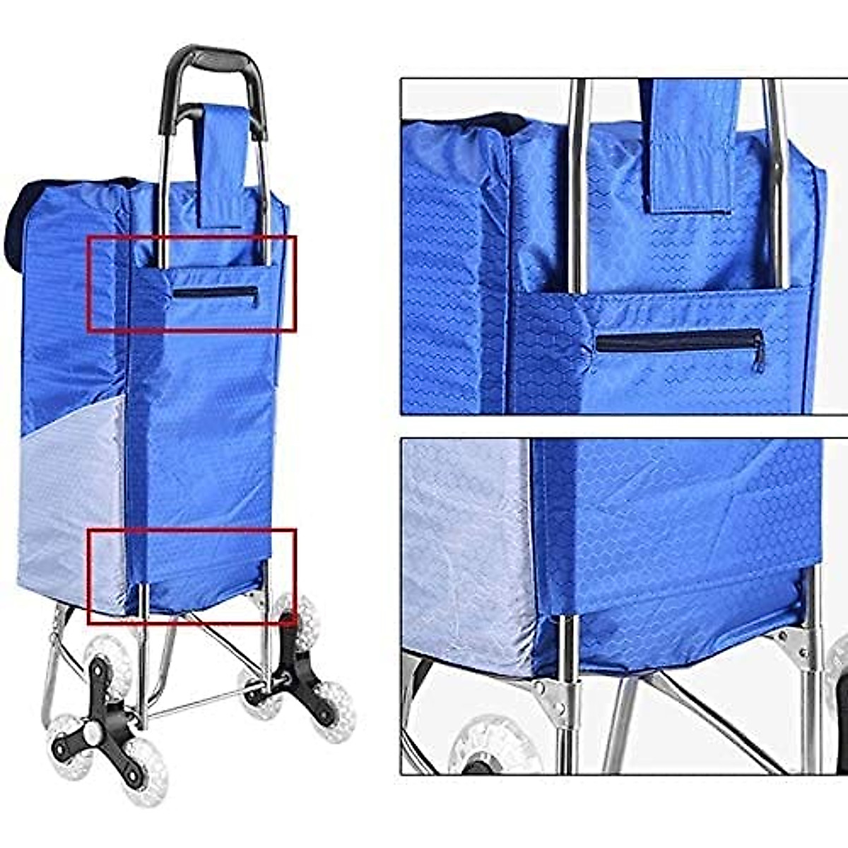 Shopping Trolley on Wheels Multi Function Shopping Cart Fashion Folding Portable Luggage Small Trailer Labor-Saving Large Capacity Stainless Steel Rod Storage Hand Trucks,B ,