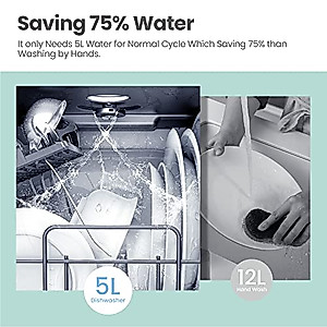 COMFEE' Portable Dishwasher Countertop, Mini Dishwasher with 5L Built-in Water Tank, No Hookup Needed, 6 Programs, 360° Dual Spray, 192℉ High-Temp& Air-Dry Function, Dishwasher for Apartments& RVs