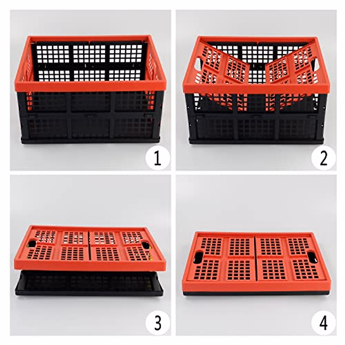 Jandson Folding Storage Crate 34 L, Collapsible Milk Crate 3 Packs