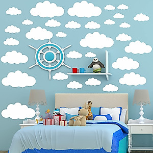 White Clouds for Ceiling Wall Decals, 31Pcs Mixing Size Colud Decal for Kids Bedroom Home Decor Vinyl Cloud Nursery Decals Stickers Baby Room Cloud Wallpaper Art Decoration Poster