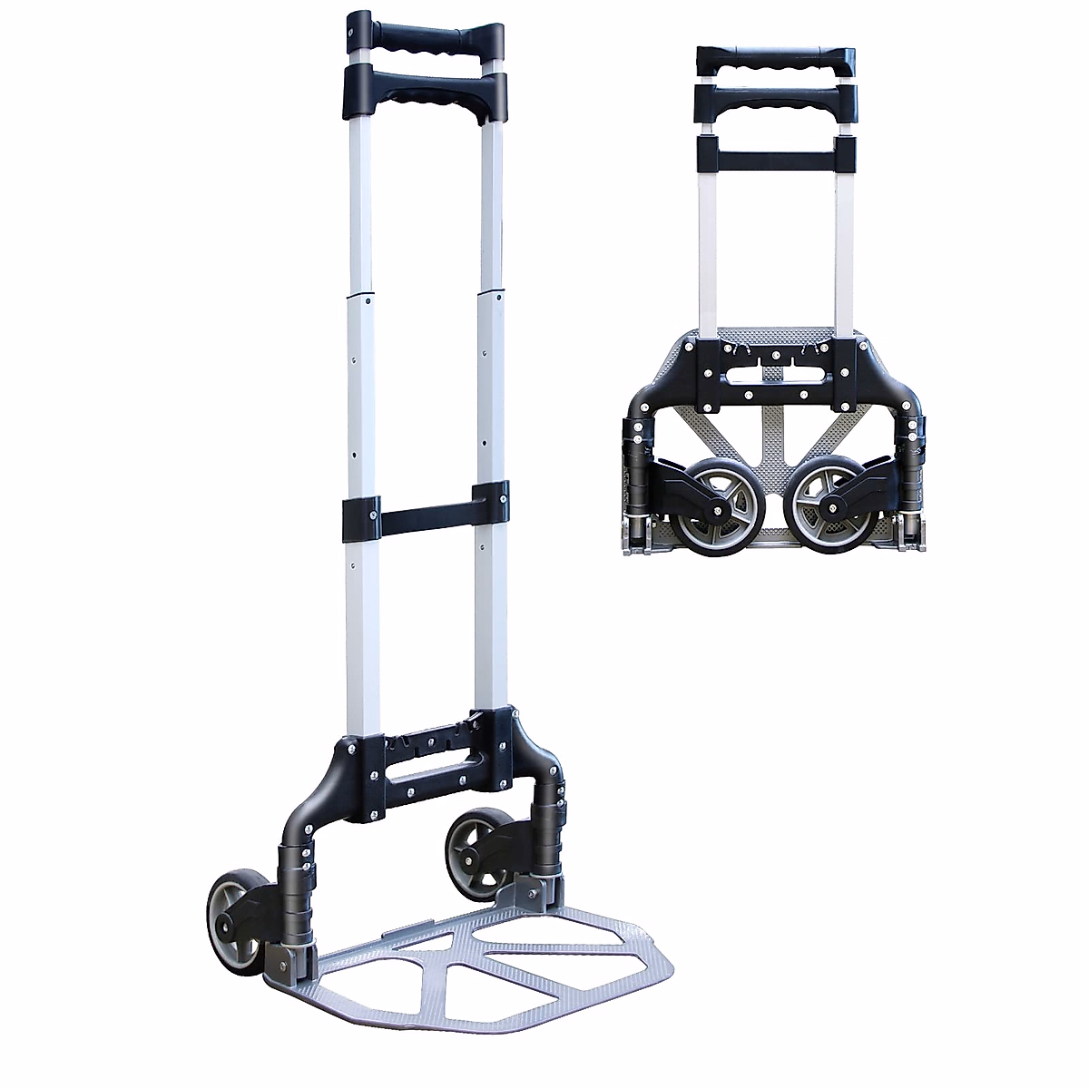 JXUFDHO Hand Truck Foldable Portable Folding Dolly, Folding Hand Truck Foldable Dolly Portable Dolly Hand Cart 180 lbs Capacity Aluminium Trolley Luggage Cart for Moving Home, Auto, Office,Travel Use