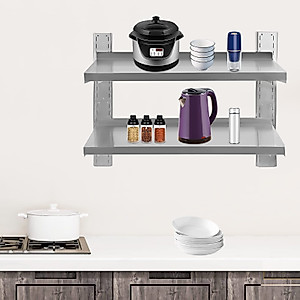 BILPIKOGoo Stainless Steel Shelf 12.6” x 47”, Commercial Shelves Wall Mounted Metal Shelving Stainless Steel Wall Shelf for Restaurant, Bar, Utility Room, Kitchen and Garage