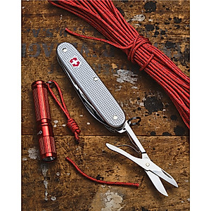 Victorinox Pioneer X Alox Swiss Army Knife, 9 Functions, Swiss Made Pocket Knife with Scissors, Reamer, Key Ring and Large Blade - Silver