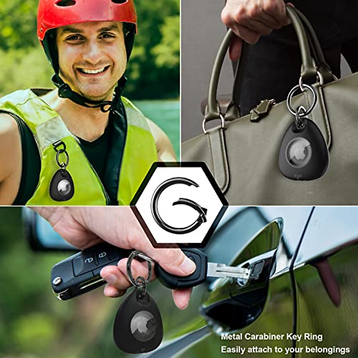 Waterproof Apple AirTag Keychain Case with Key Ring | IPX8,Ultra-Durable,Fully Enclosed | Air Tag Holder case for Luggage,Keys,Dog Collar(2 Pack)