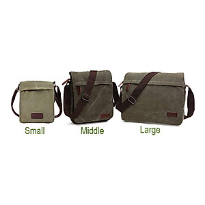 Sechunk Middle Vintage Canvas Messenger Cross body bag Shoulder bag (Green, middle)