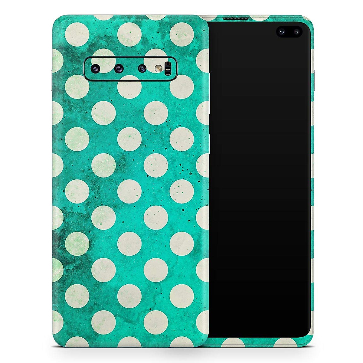 DesignSkinz Dark Teal and White Polka Dots Pattern Protective Vinyl Decal Wrap Skin Cover Compatible with The Samsung Galaxy S20 (Screen Trim & Back Glass Skin)