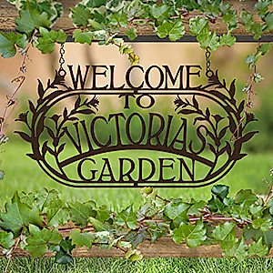 godblessign Welcome to The Garden Metal Sign, Custom Garden Sign, Metal Wall Decor for Home Kitchen Coffee Barthroom Bar, Modern Farmhouse Decor Housewarming Gift, Personalized Metal Sign 14" 18" 24"